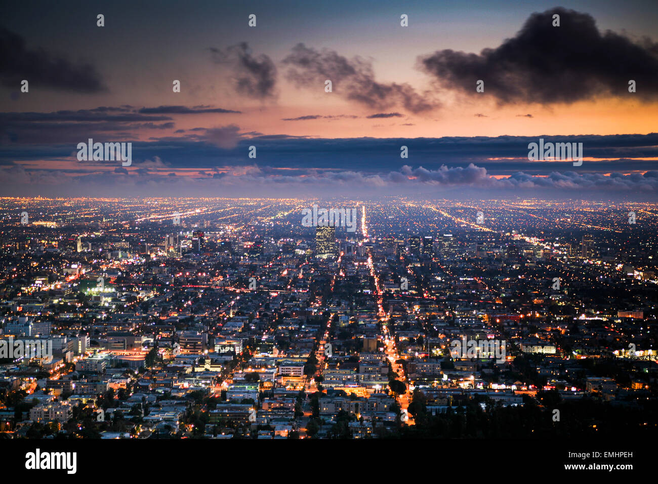 LOS ANGELES, CA – JANUARY 24: Los Angeles city lights in Los Angeles ...