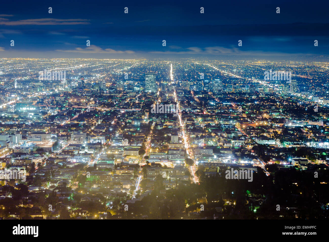 LOS ANGELES, CA – JANUARY 24: Los Angeles city lights in Los Angeles ...