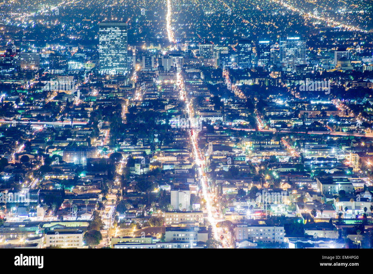 LOS ANGELES, CA – JANUARY 24: Los Angeles city lights in Los Angeles ...