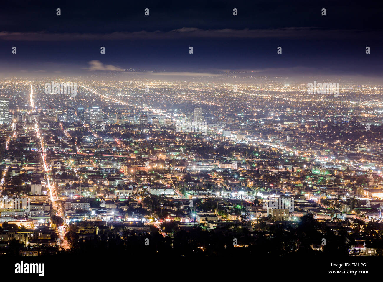 LOS ANGELES, CA – JANUARY 24: Los Angeles city lights in Los Angeles ...