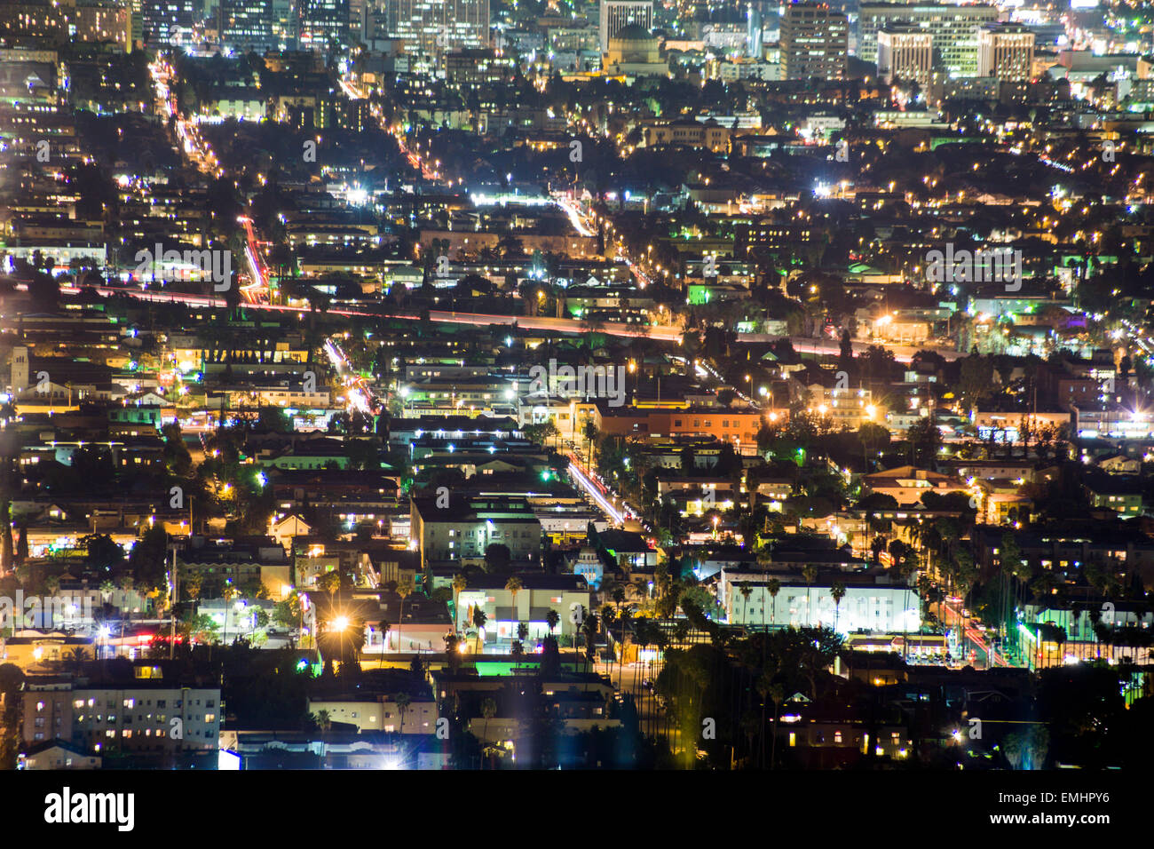 LOS ANGELES, CA – JANUARY 24: Los Angeles city lights in Los Angeles ...