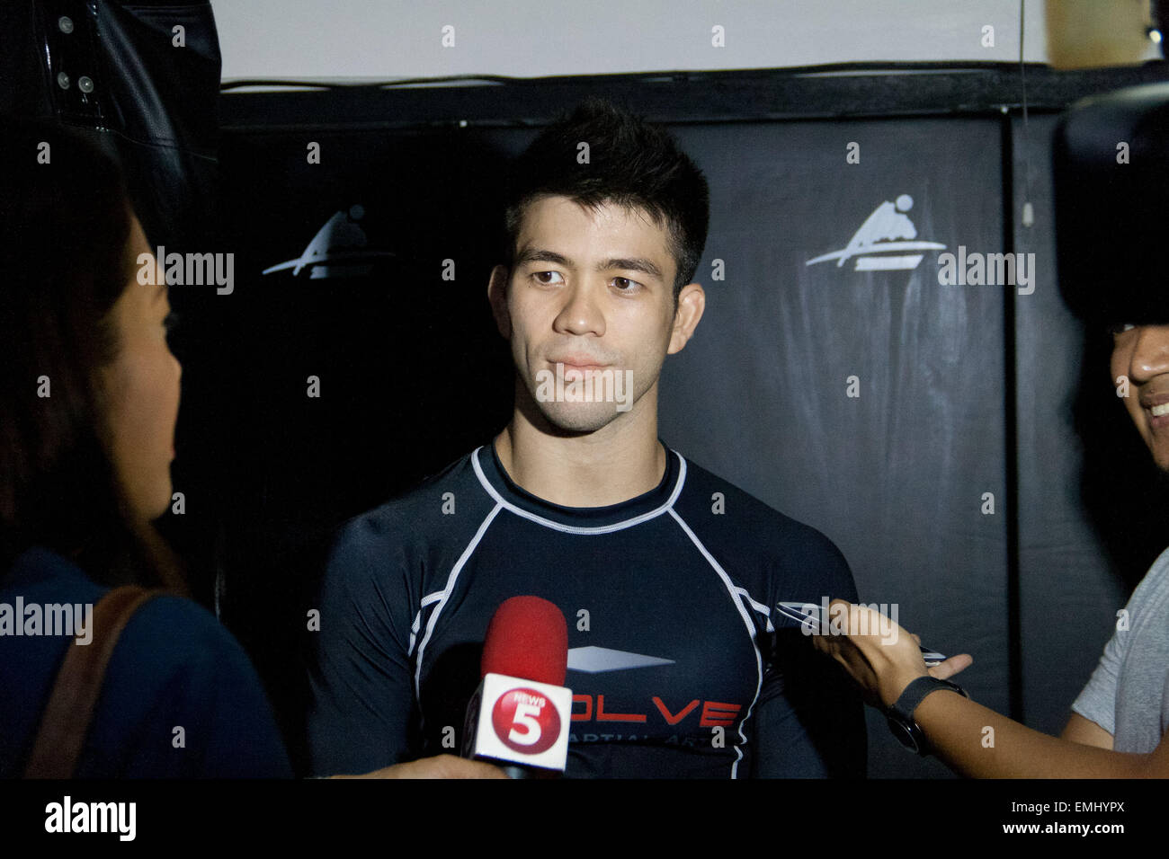 Mark 'Mugen" Striegl being interviewed by the local media after his ...