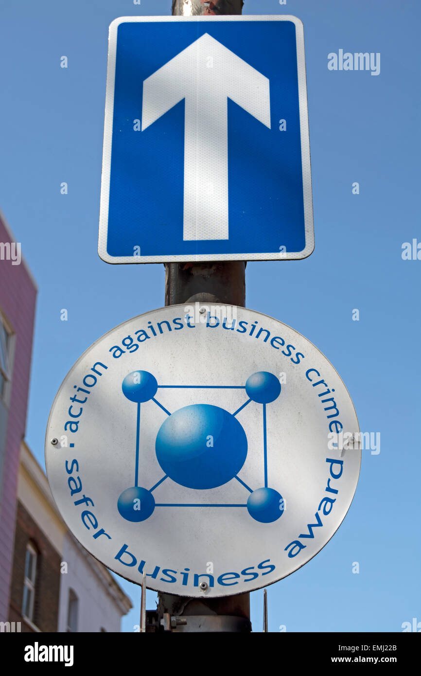 street sign denoting safer business award, in hounslow, middlesex ...