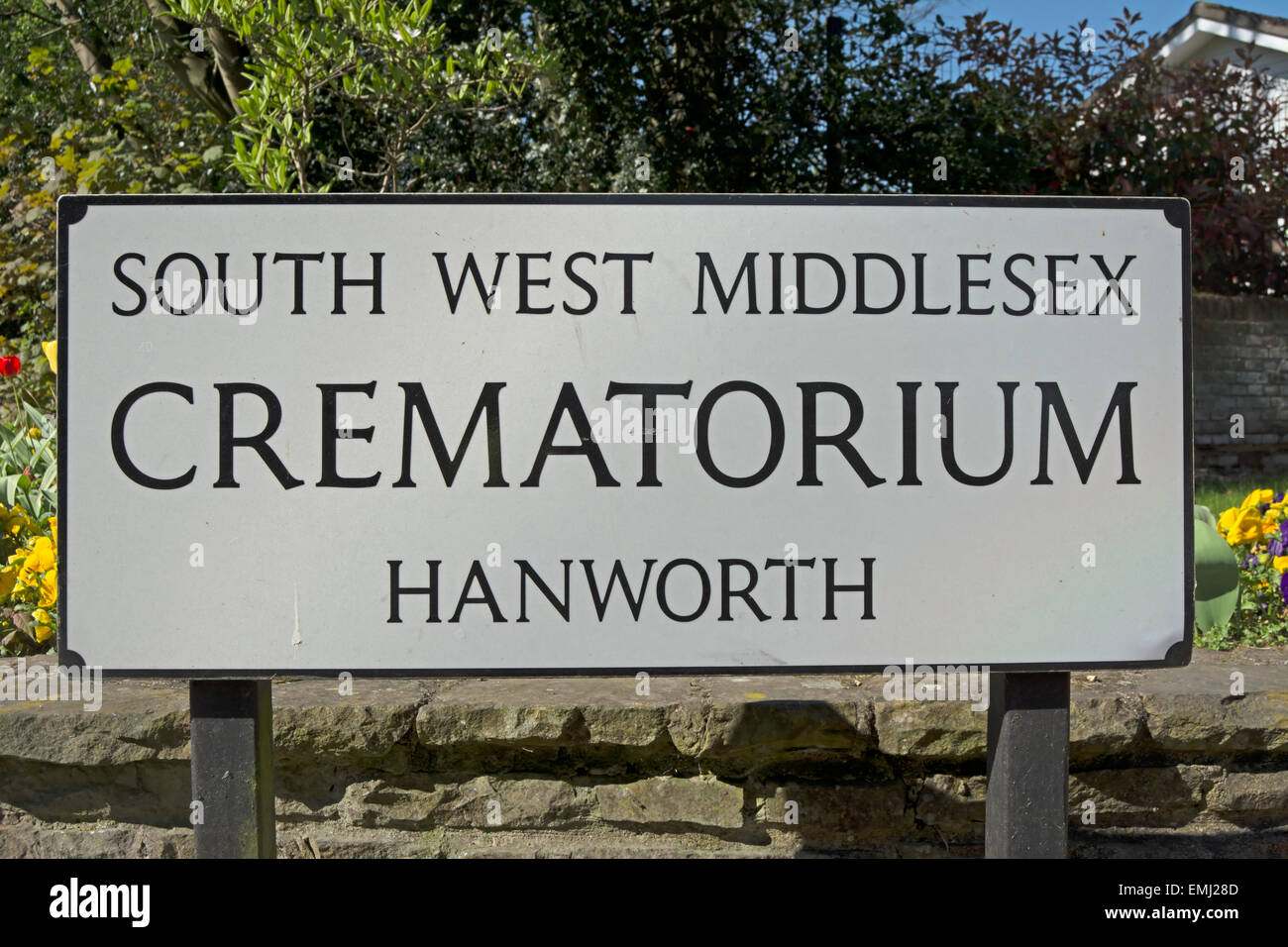entrance sign for south west middlesex crematorium, hanworth, middlesex ...