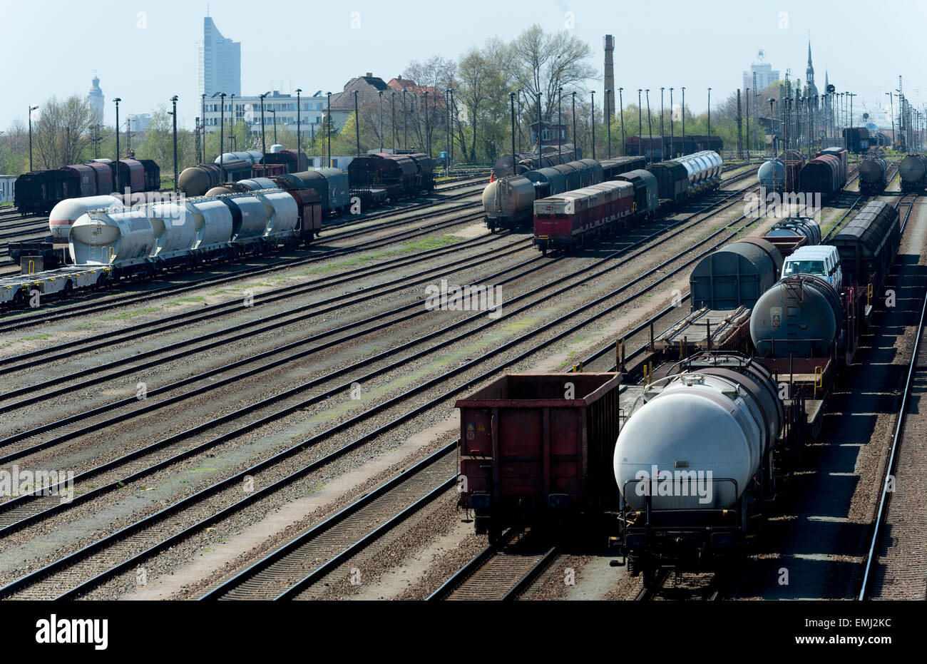 A freight yard of Deutsche Bahn AG (German Railway), photographed on 21 ...