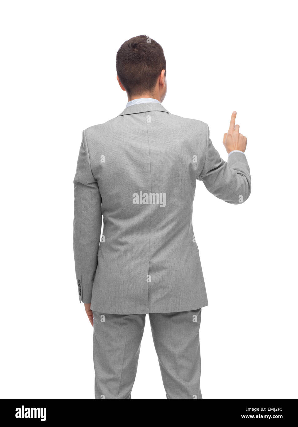 businessman pointing finger or touching something Stock Photo - Alamy