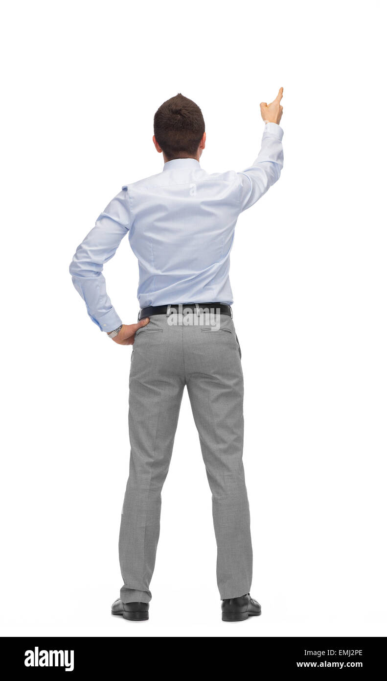 businessman pointing finger or touching something Stock Photo - Alamy