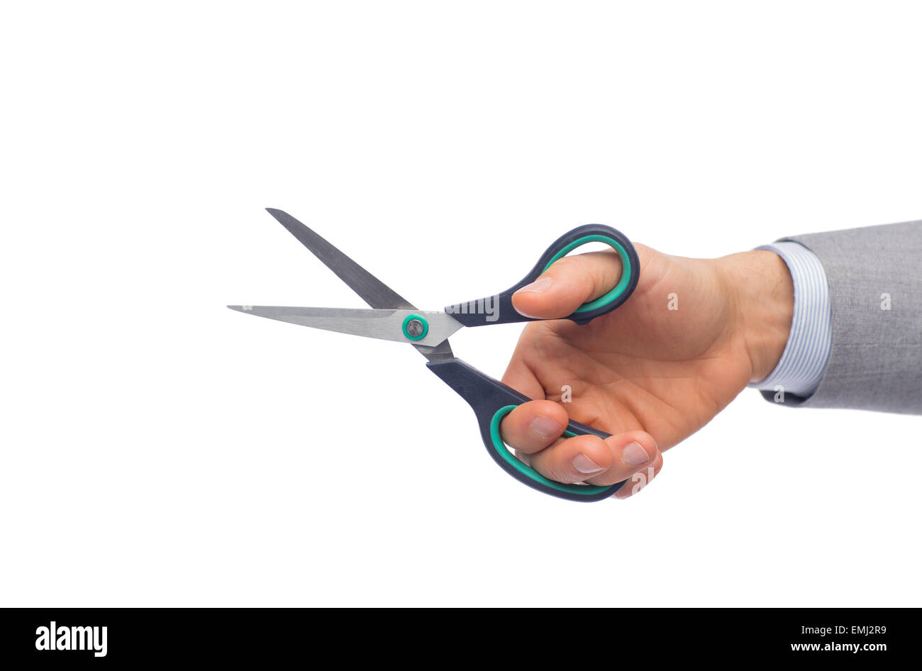 close up of businessman hand holding scissors Stock Photo - Alamy