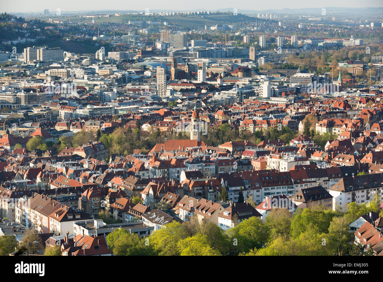 Germany, Stuttgart, overview of the city center as seen from Alte ...