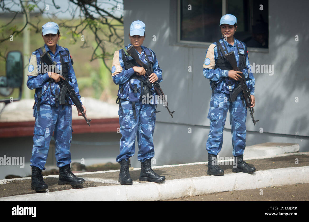 United Nations (UN) troops stand guard at the entrance to the Foreign ...