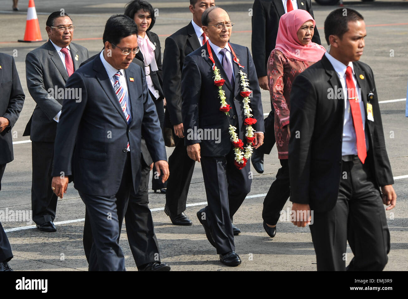 Jakarta, Indonesia. 21st Apr, 2015. Myanmar President U Thein Sein (3rd ...