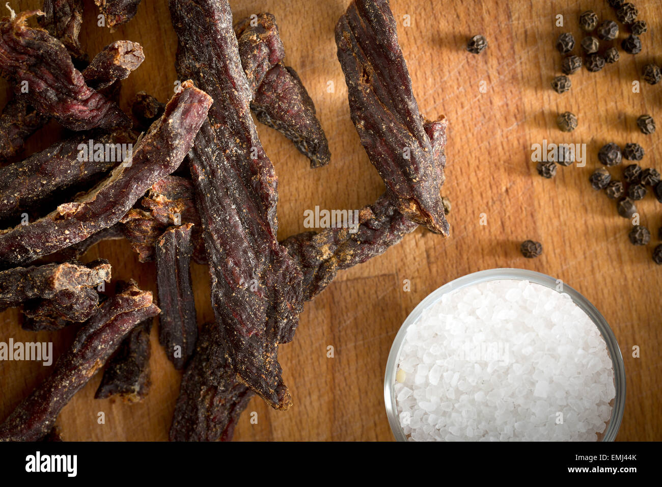 beef jerky on kitchen table Stock Photo - Alamy