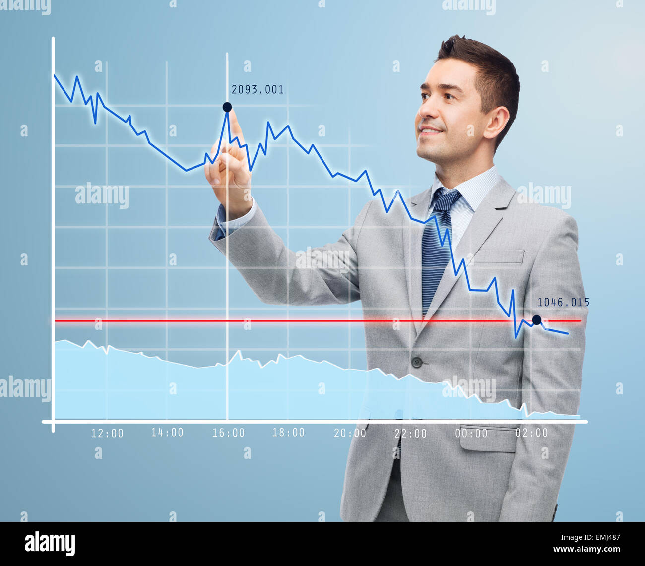 businessman touching virtual screen with chart Stock Photo - Alamy