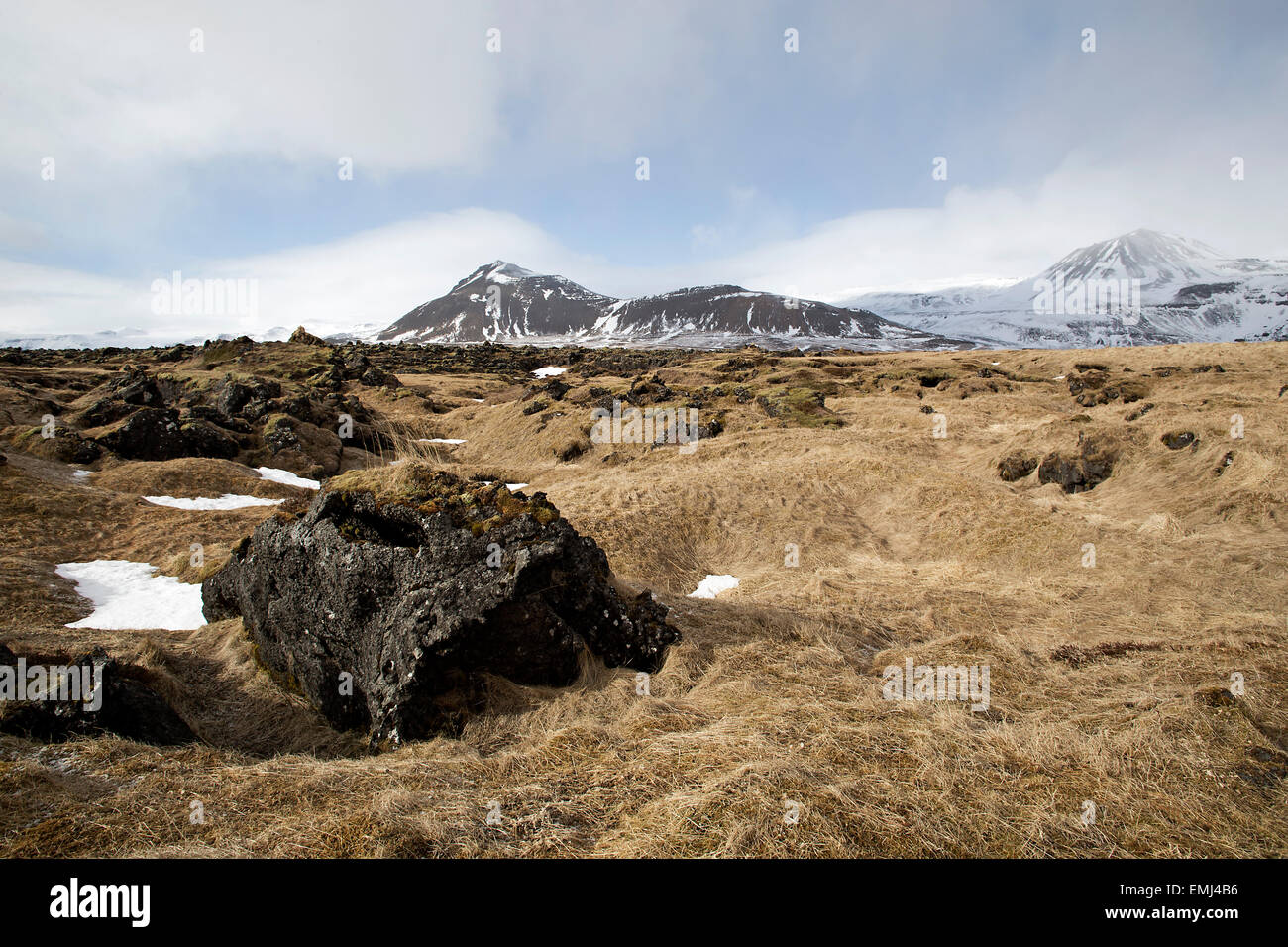 Impressive volcanic landscape on the Snaefellsnes peninsula in Iceland ...