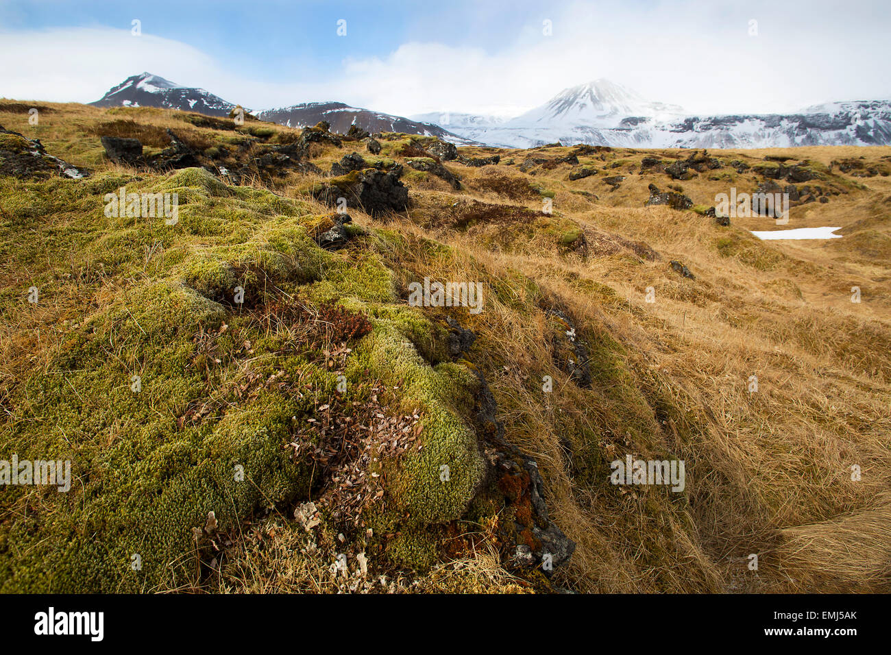 Impressive volcanic landscape on the Snaefellsnes peninsula in Iceland ...