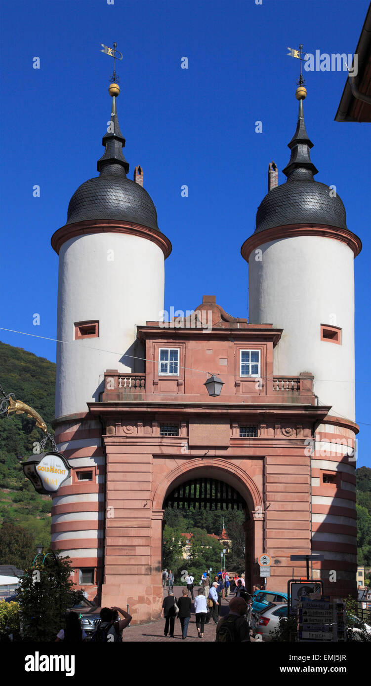 Germany Baden-Württemberg Heidelberg Old Bridge Towers Stock Photo - Alamy