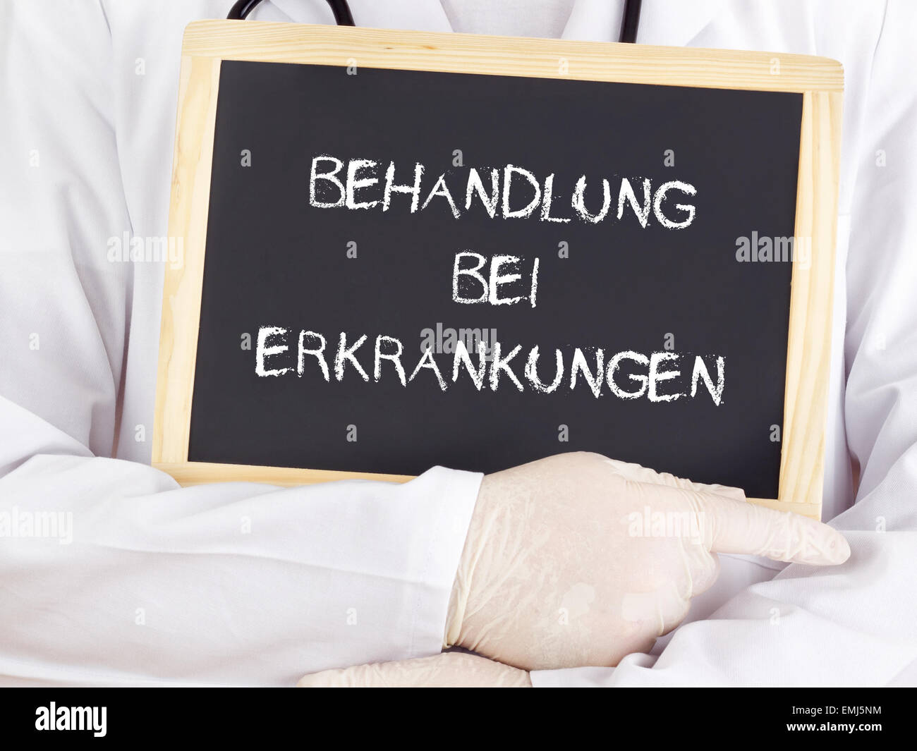 Doctor shows information: treatment of diseases in german Stock Photo ...