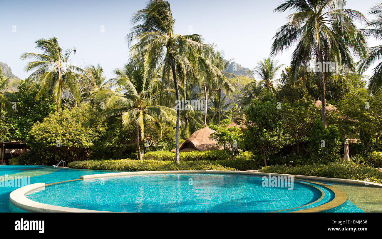 swimming pool at thailand touristic resort Stock Photo - Alamy