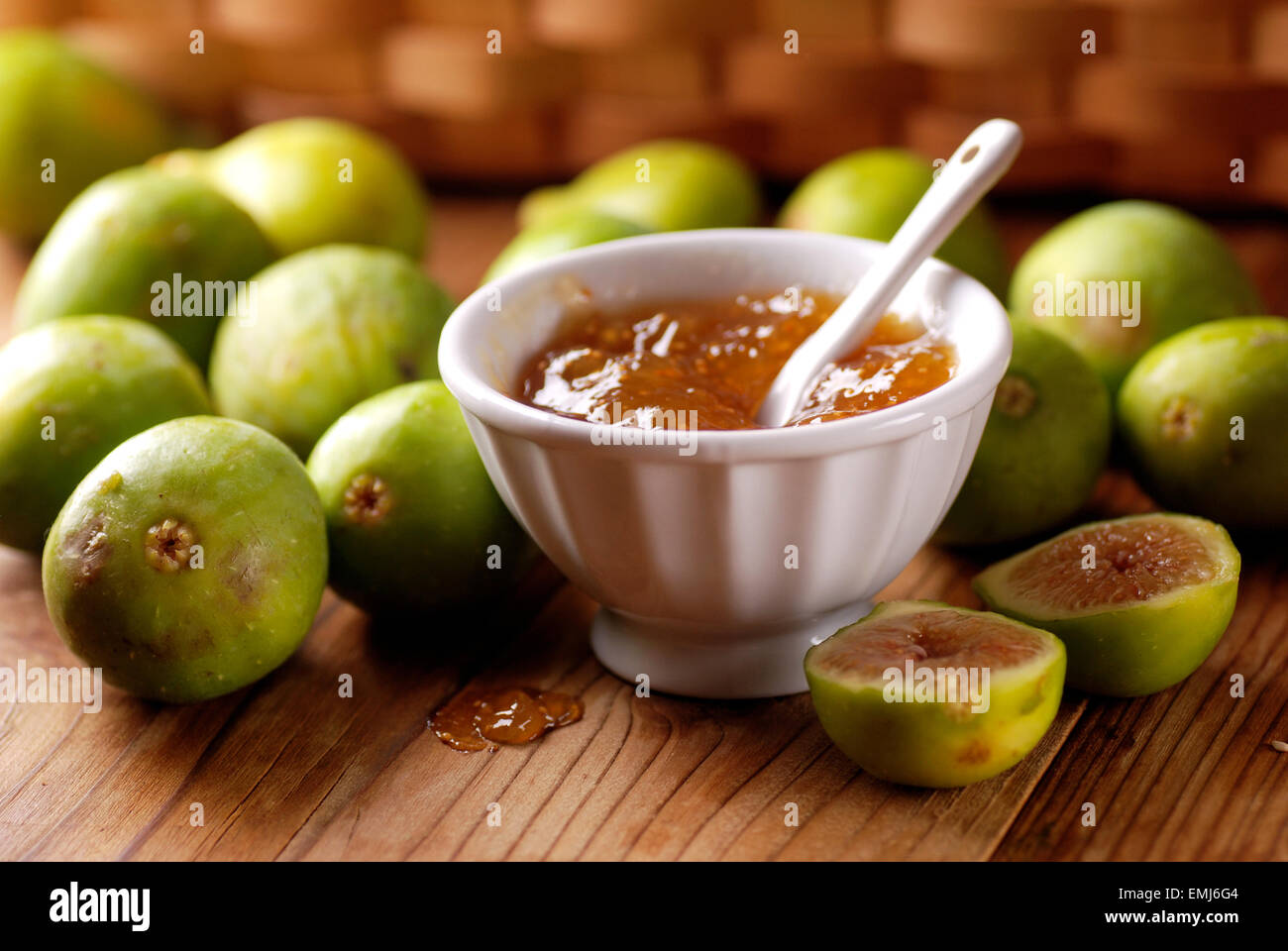 homemade fig jam in white bowl Stock Photo - Alamy
