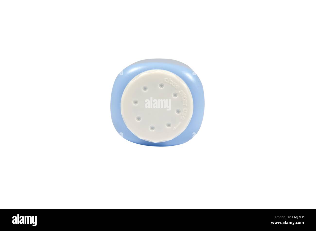 White lid of blue plastic container for talc Stock Photo - Alamy
