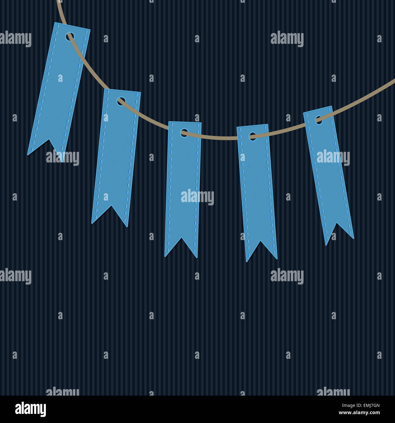 Blue buntings on a string on dark blue background Stock Photo - Alamy