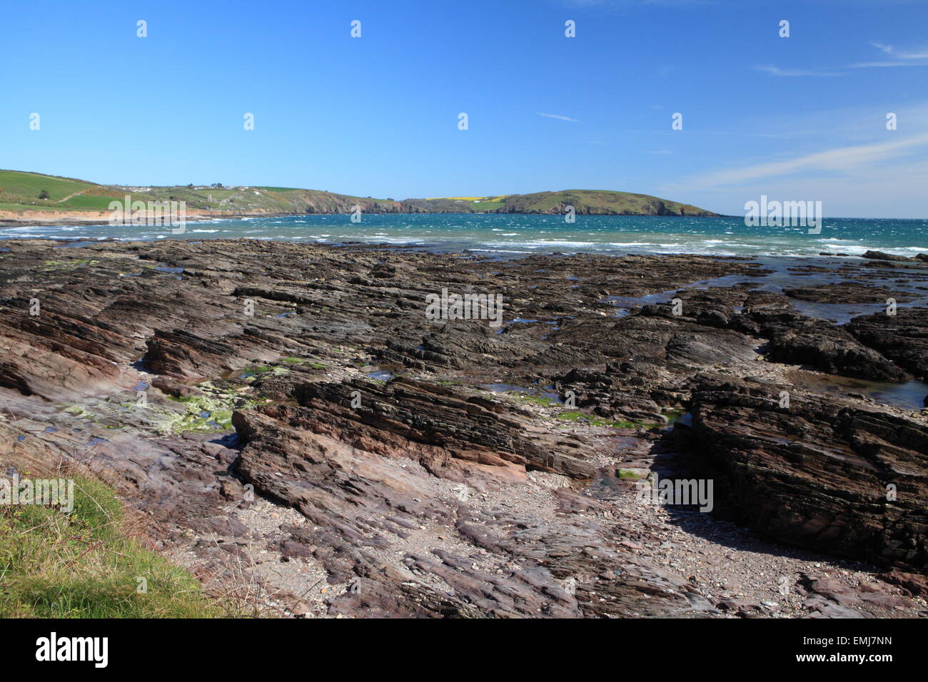 Glorious blustery spring day, Wembury bay, Devon, England, UK Stock ...