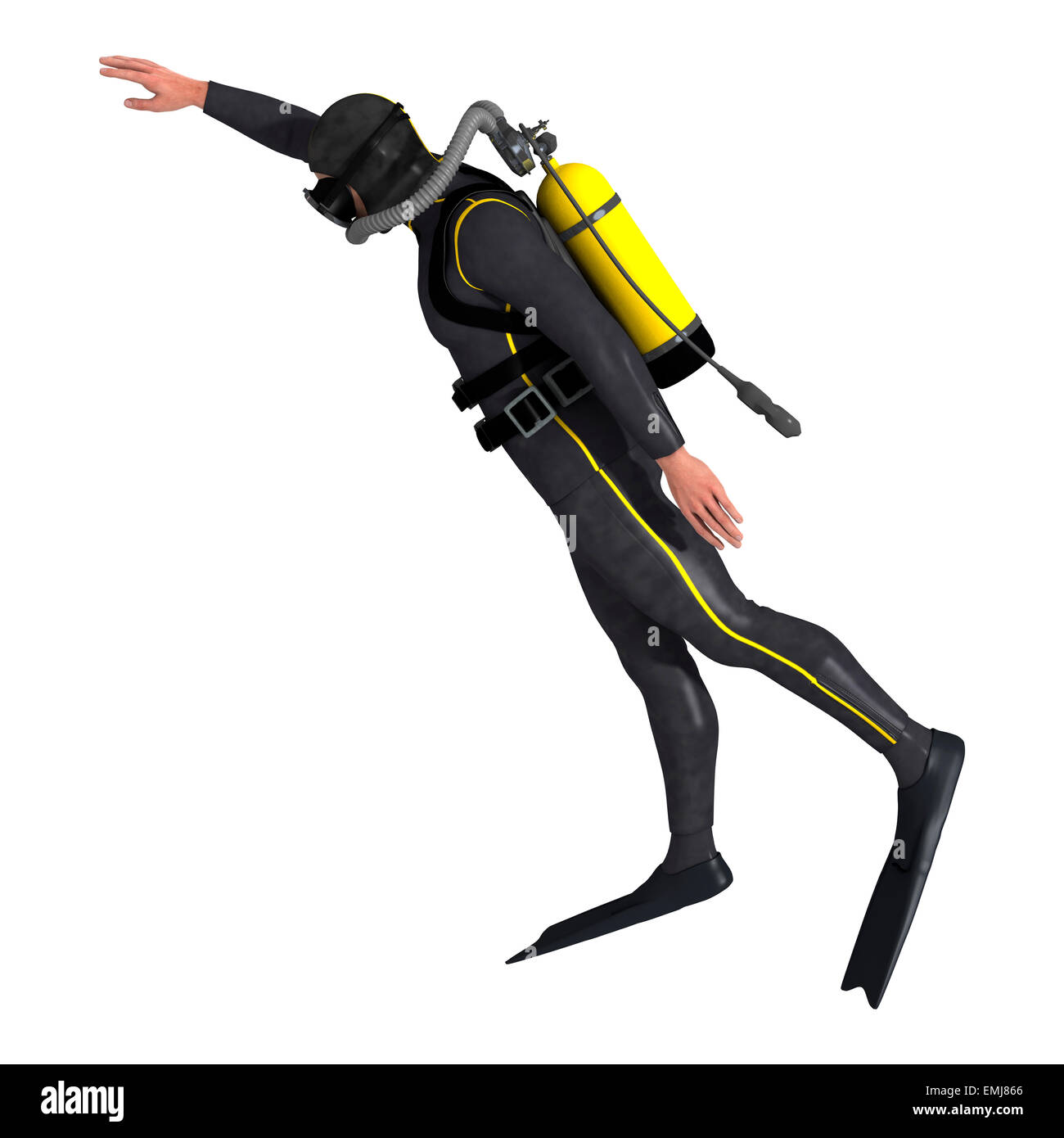 3D digital render of a male diver isolated on white background Stock ...