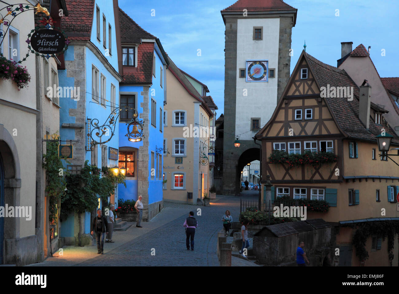 Germany Bavaria Rothenburg ob der Tauber Plönlein street scene Stock ...
