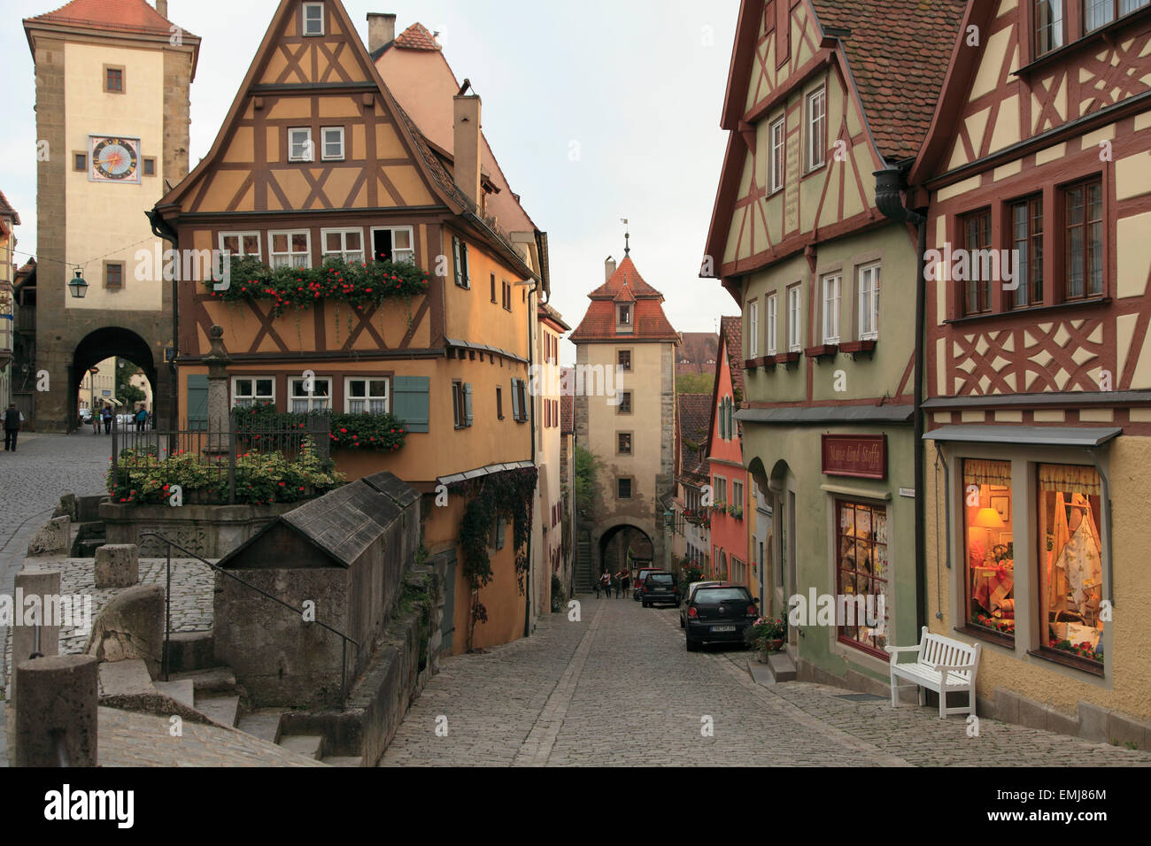 Germany Bavaria Rothenburg ob der Tauber Plönlein street scene Stock ...