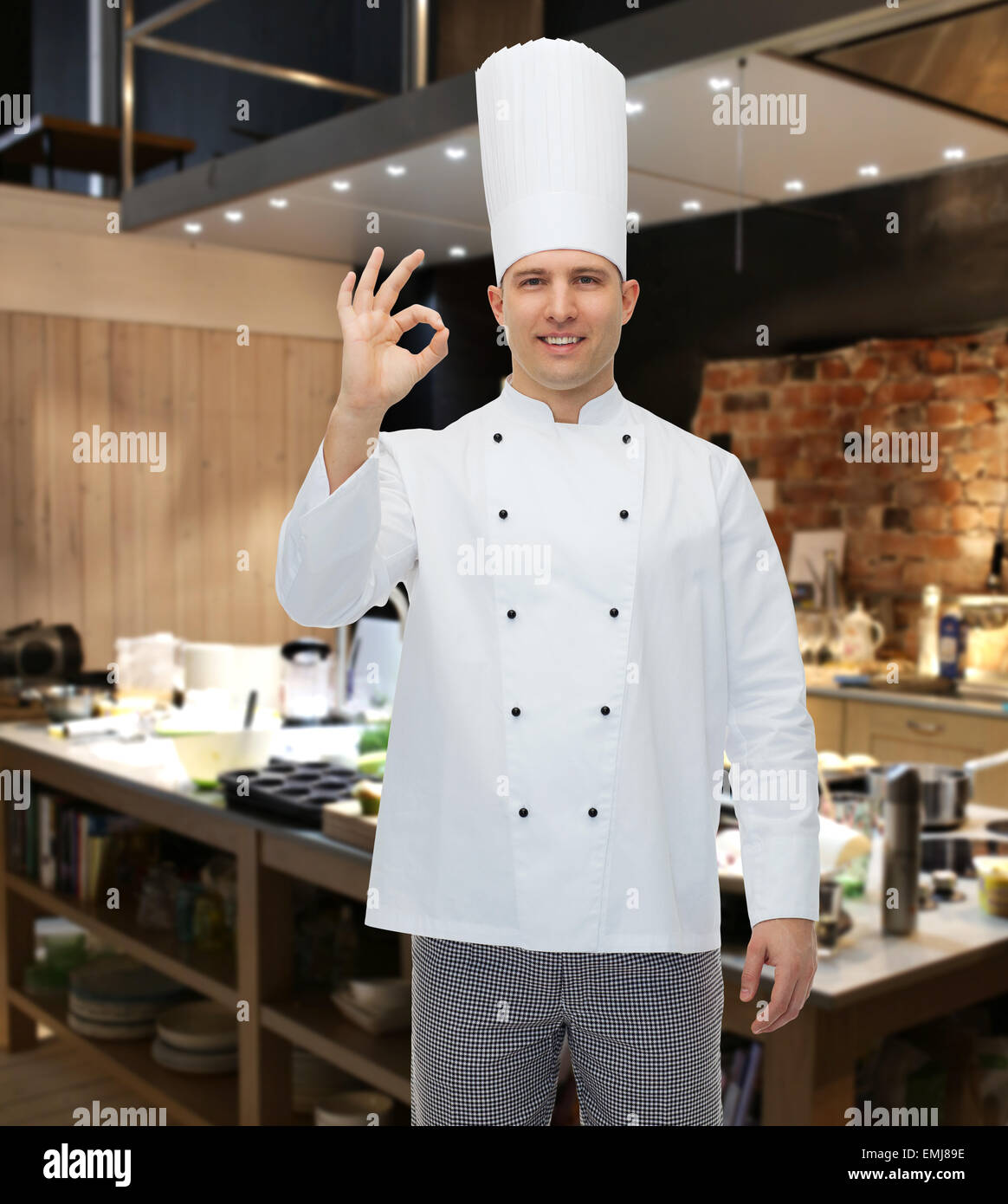 happy male chef cook showing ok sign Stock Photo - Alamy