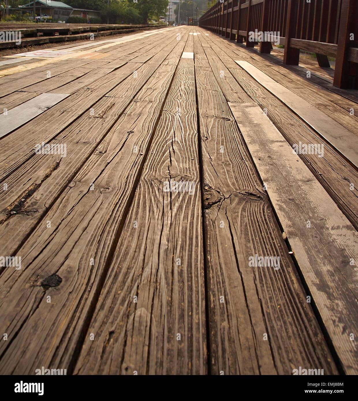 Wooden plank texture background at railway station Stock Photo - Alamy