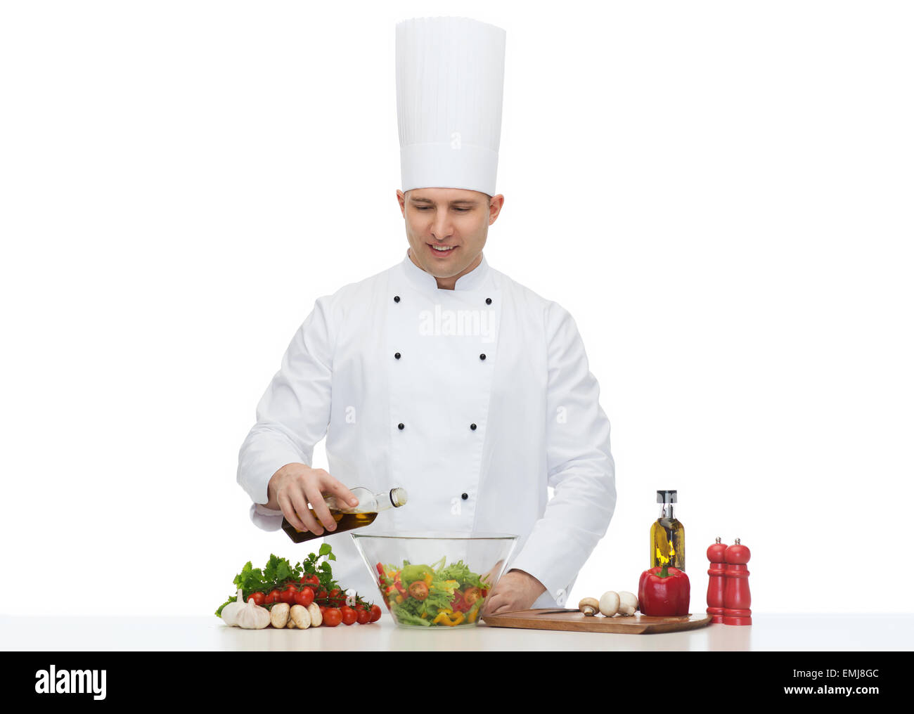 happy male chef cook cooking food Stock Photo - Alamy