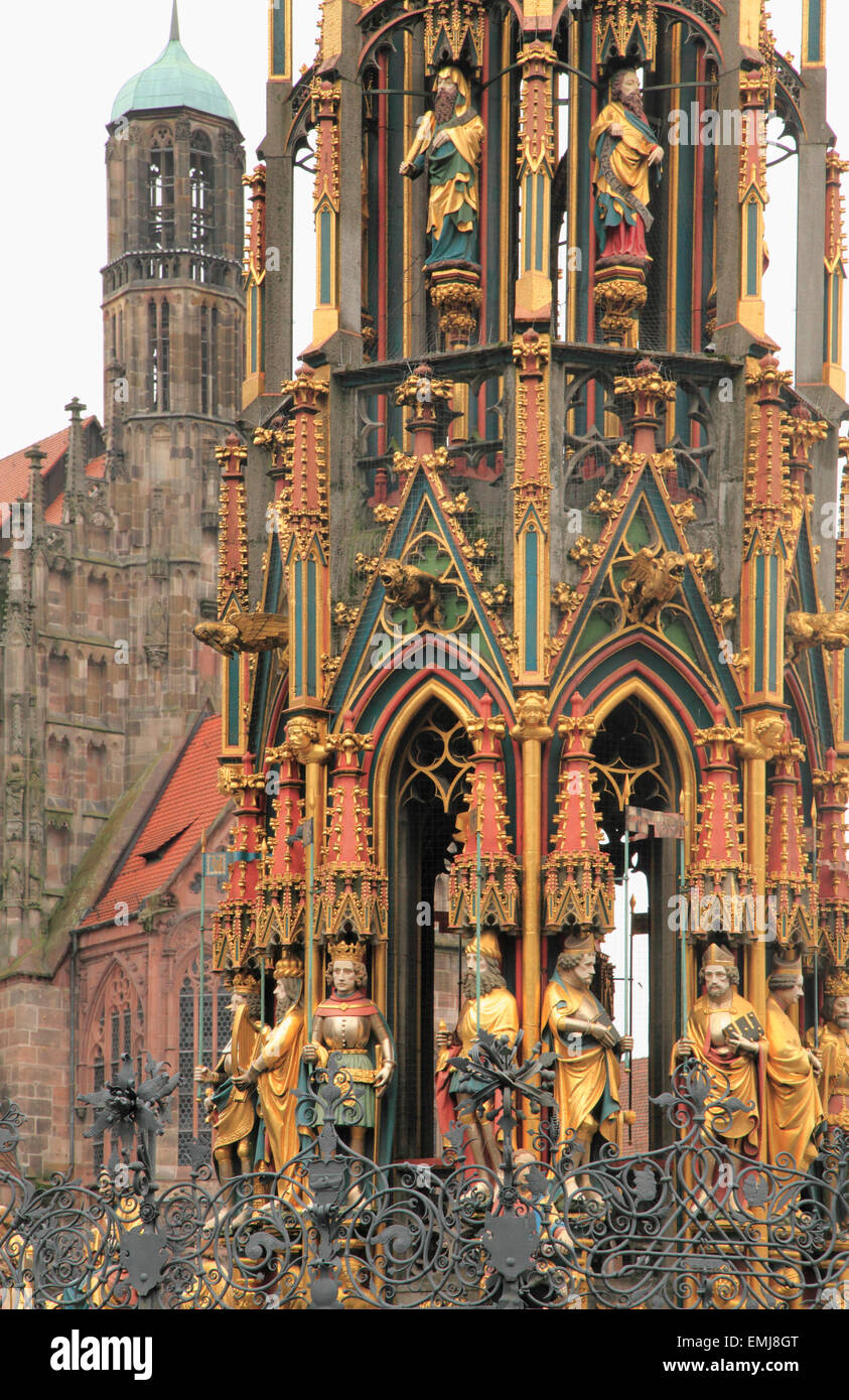 Germany Bavaria Nürnberg Nuremberg Beautiful Fountain Schöner Brunnen ...