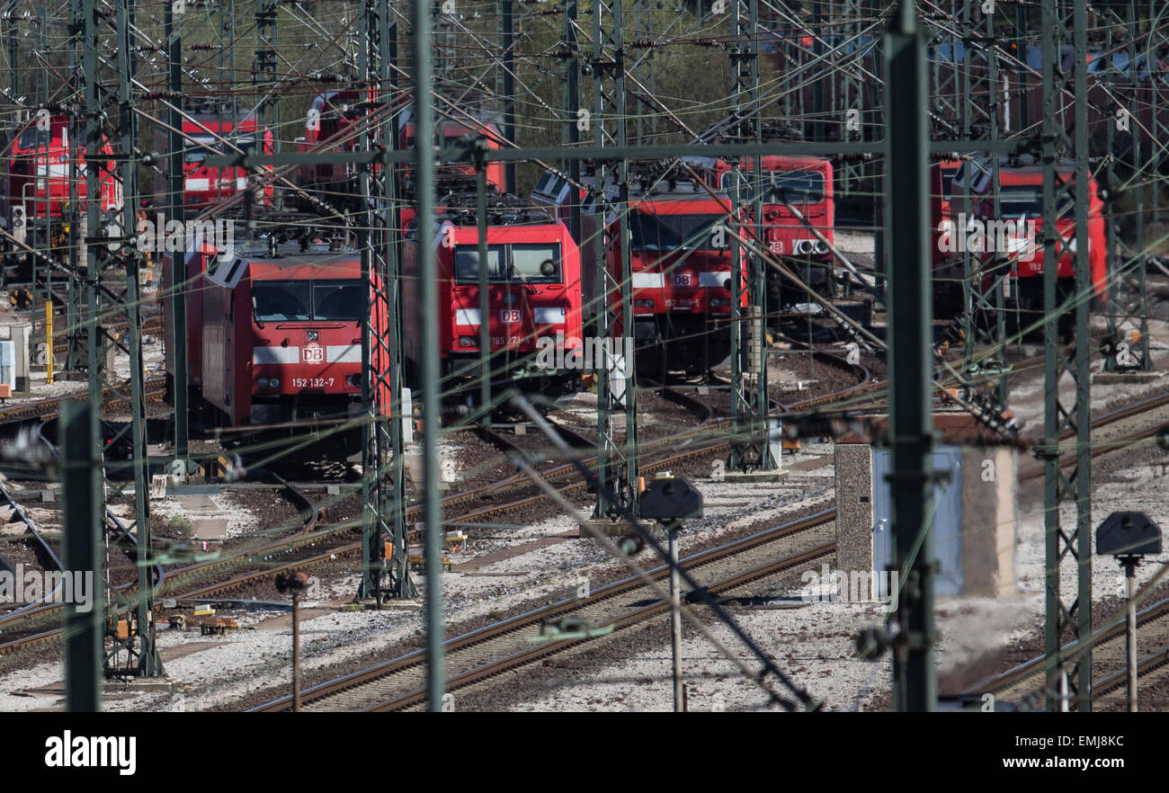 Seevetal, Germany. 21st Apr, 2015. Train engines stand still on the ...