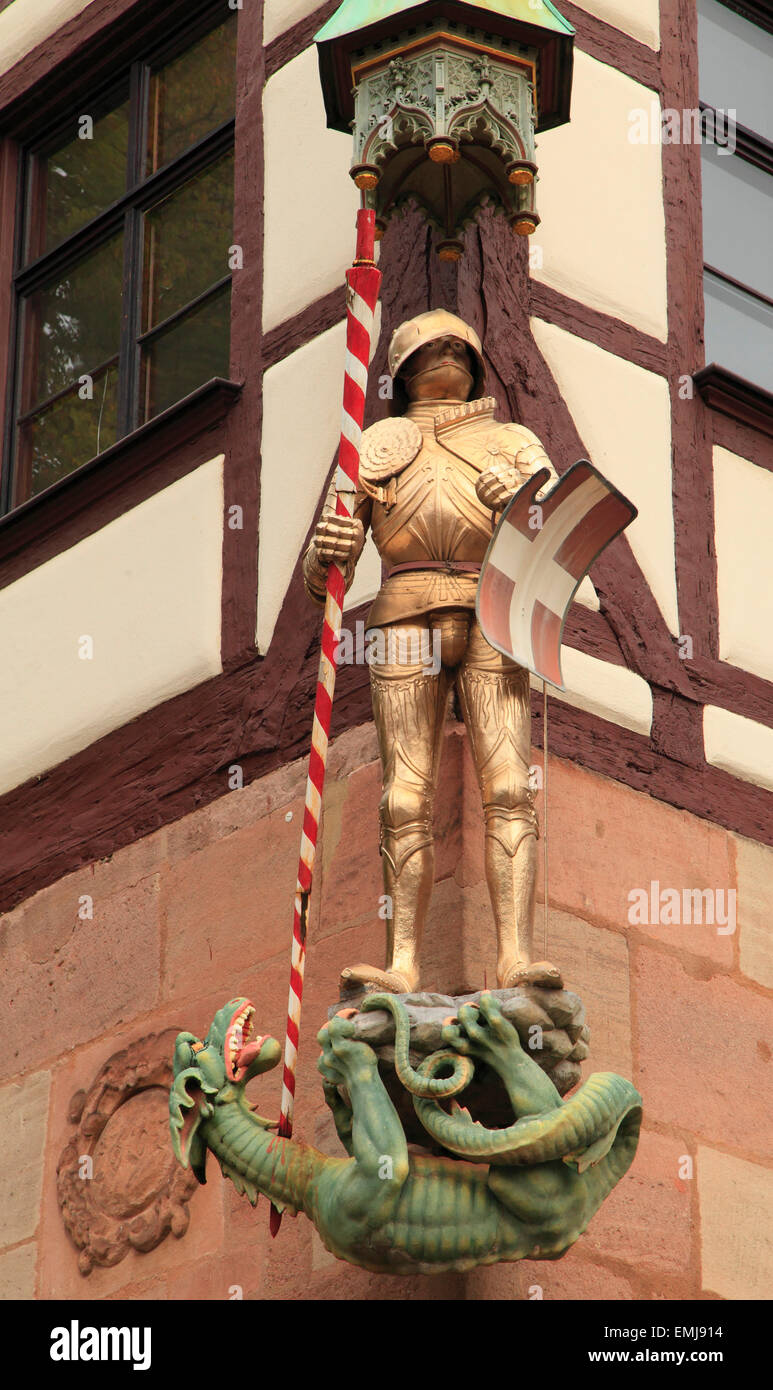 Germany Bavaria Nürnberg Nuremberg statue architecture detail Stock ...