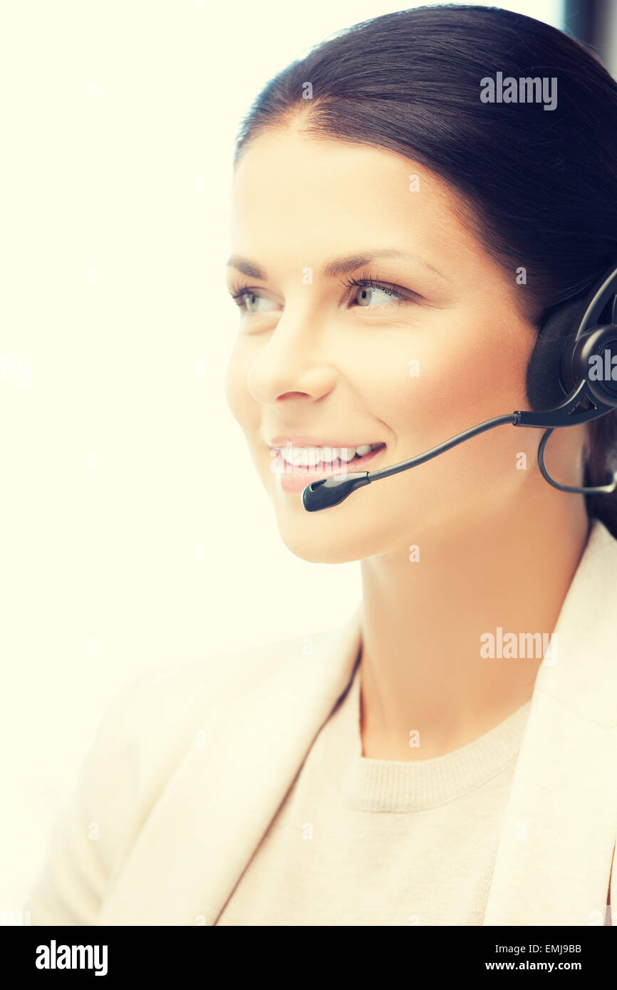 friendly female helpline operator Stock Photo - Alamy