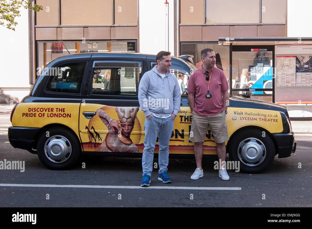 Oxford Street, London, UK. 21 April 2015. London black cab taxi drivers ...