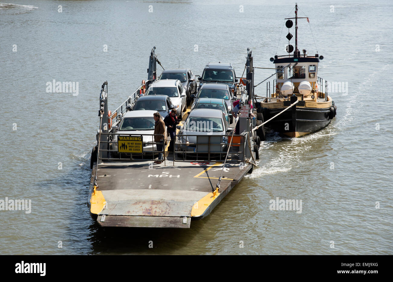 Car and passenger ferry on the River Dart Devon England UK The lower ...