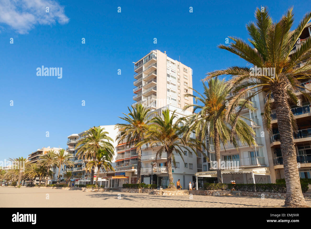 Calafell, Spain - August 13, 2014: Modern buildings facades, coastal ...