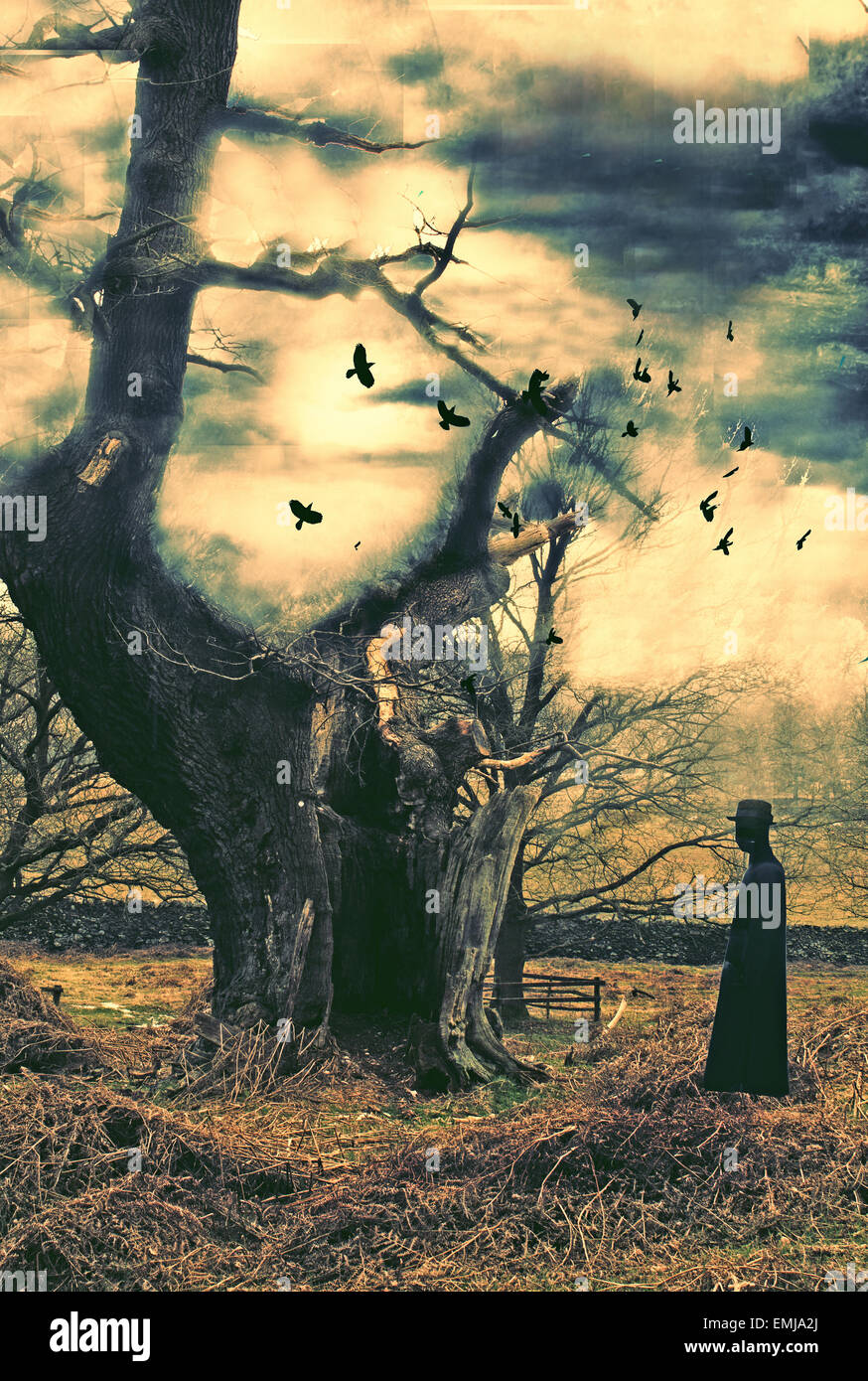 Surreal, surrealism, thriller, horror, storm, mystery, tree, lightning ...