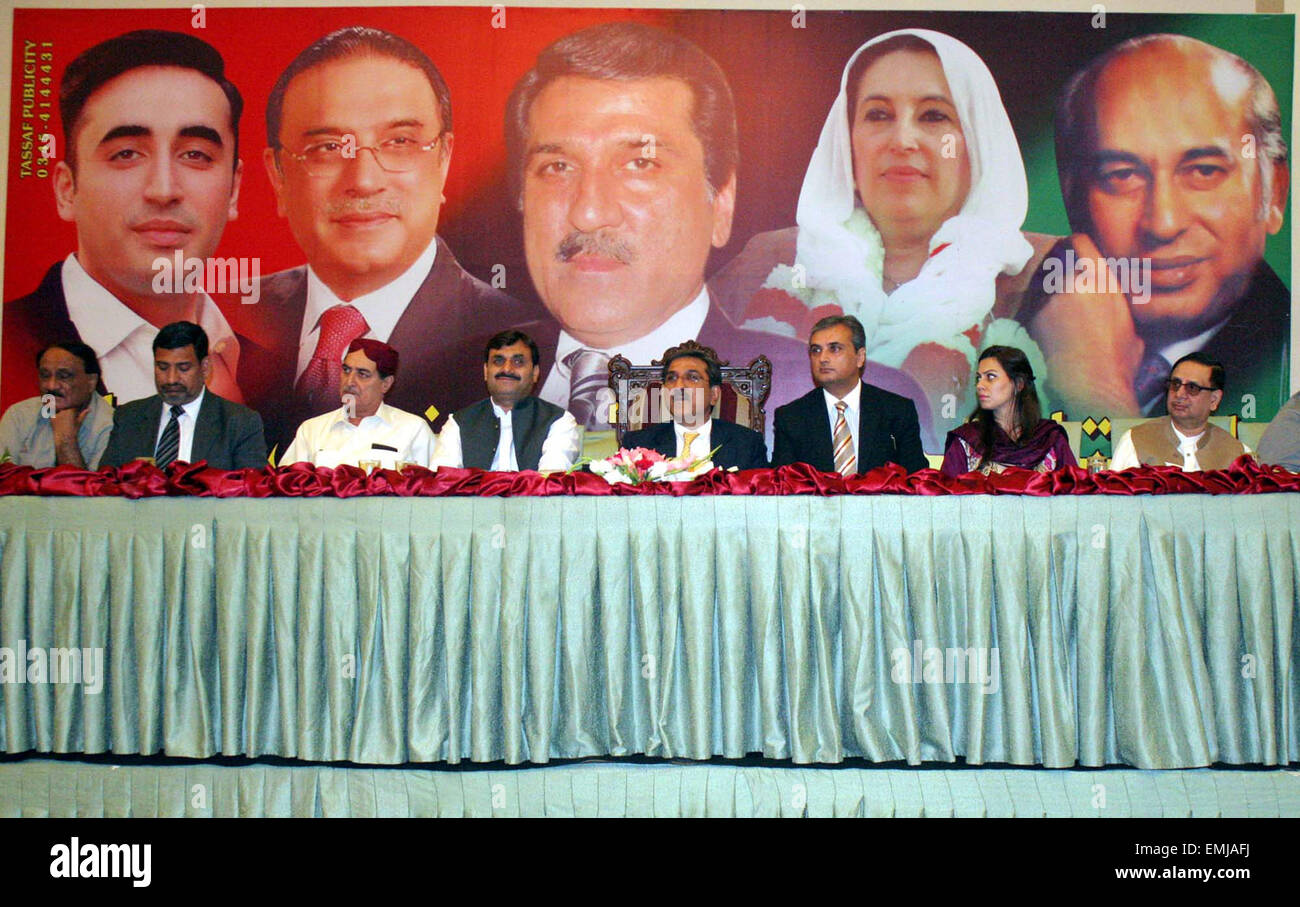 Peoples Party (PPP) leader, Makhdoom Ahmed Mehmood presides over a ...
