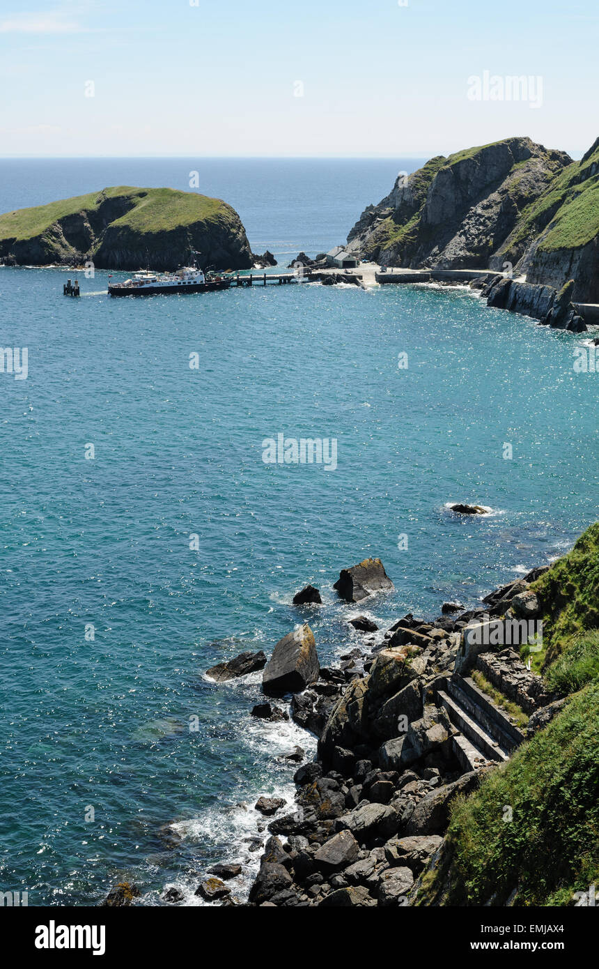 The passenger ferry MS Oldenburg docked at the pier on the island of ...
