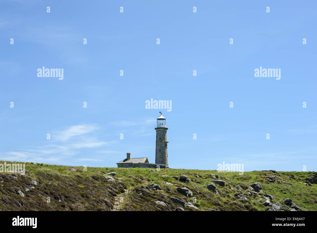 The 'Old Light' lighthouse on the Island of Lundy off the coast of ...