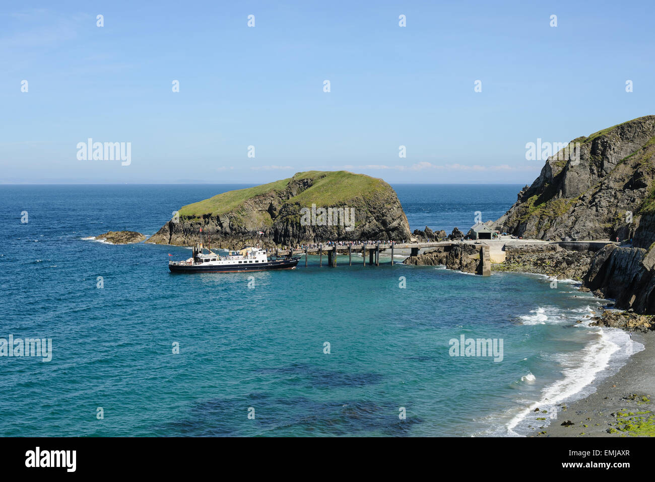 The passenger ferry MS Oldenburg docked at the pier on the island of ...