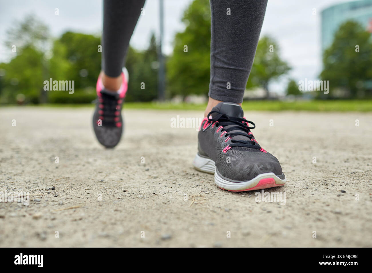 close up of woman feet running on track from back Stock Photo - Alamy
