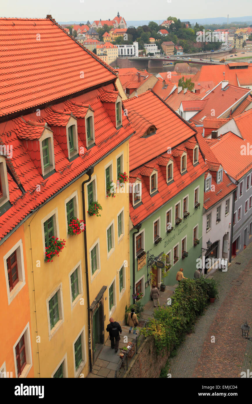 Germany, Saxony, Meissen, bird's eye view, street scene, houses Stock ...