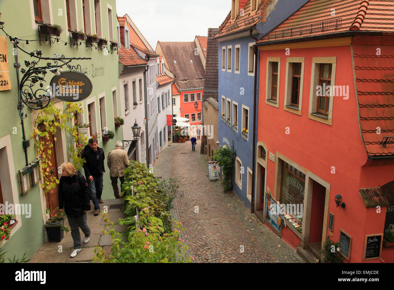Germany, Saxony, Meissen, street scene, typical architecture Stock ...