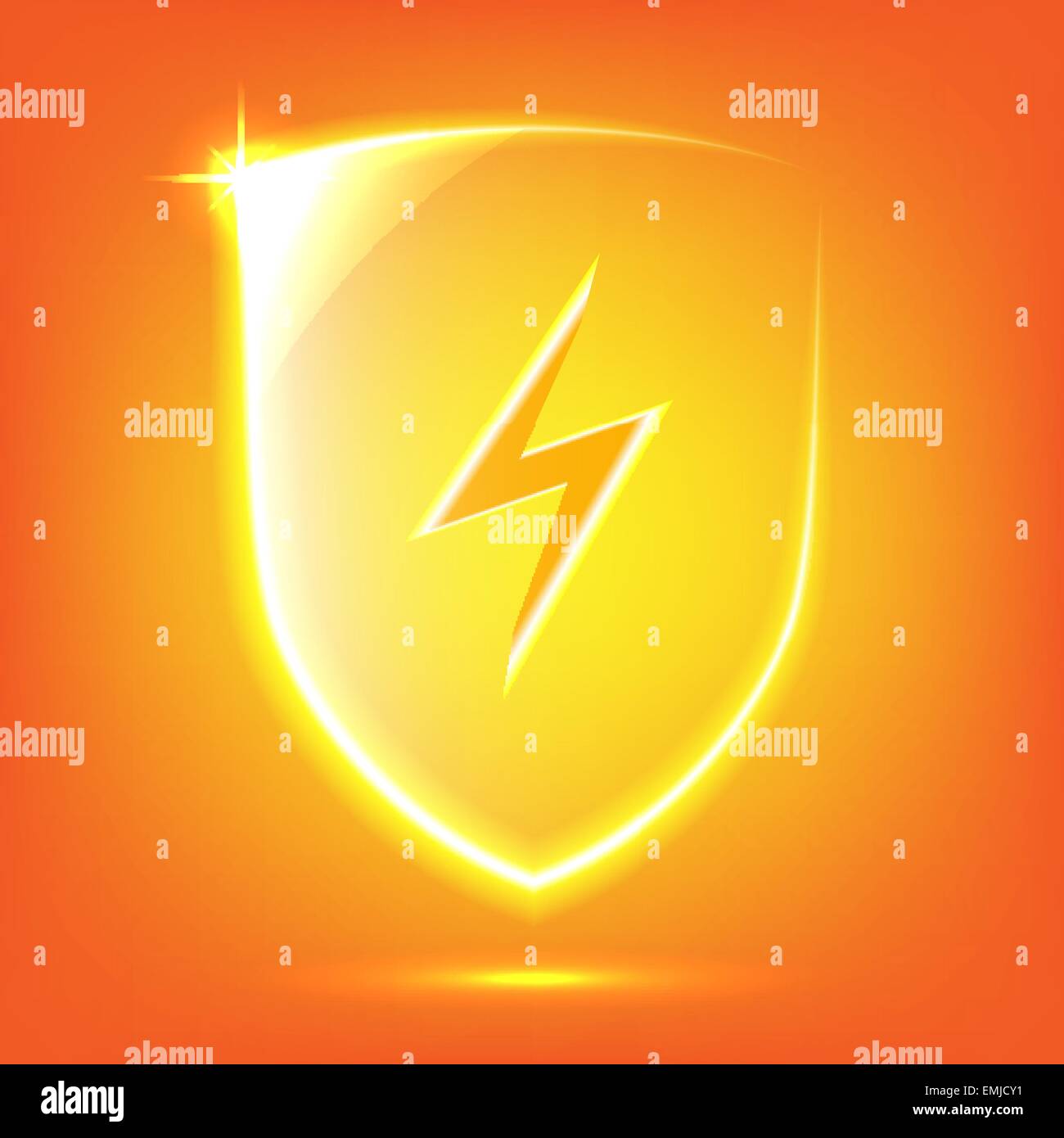 Transparent orange glass shield icon with lightning Stock Vector Image ...