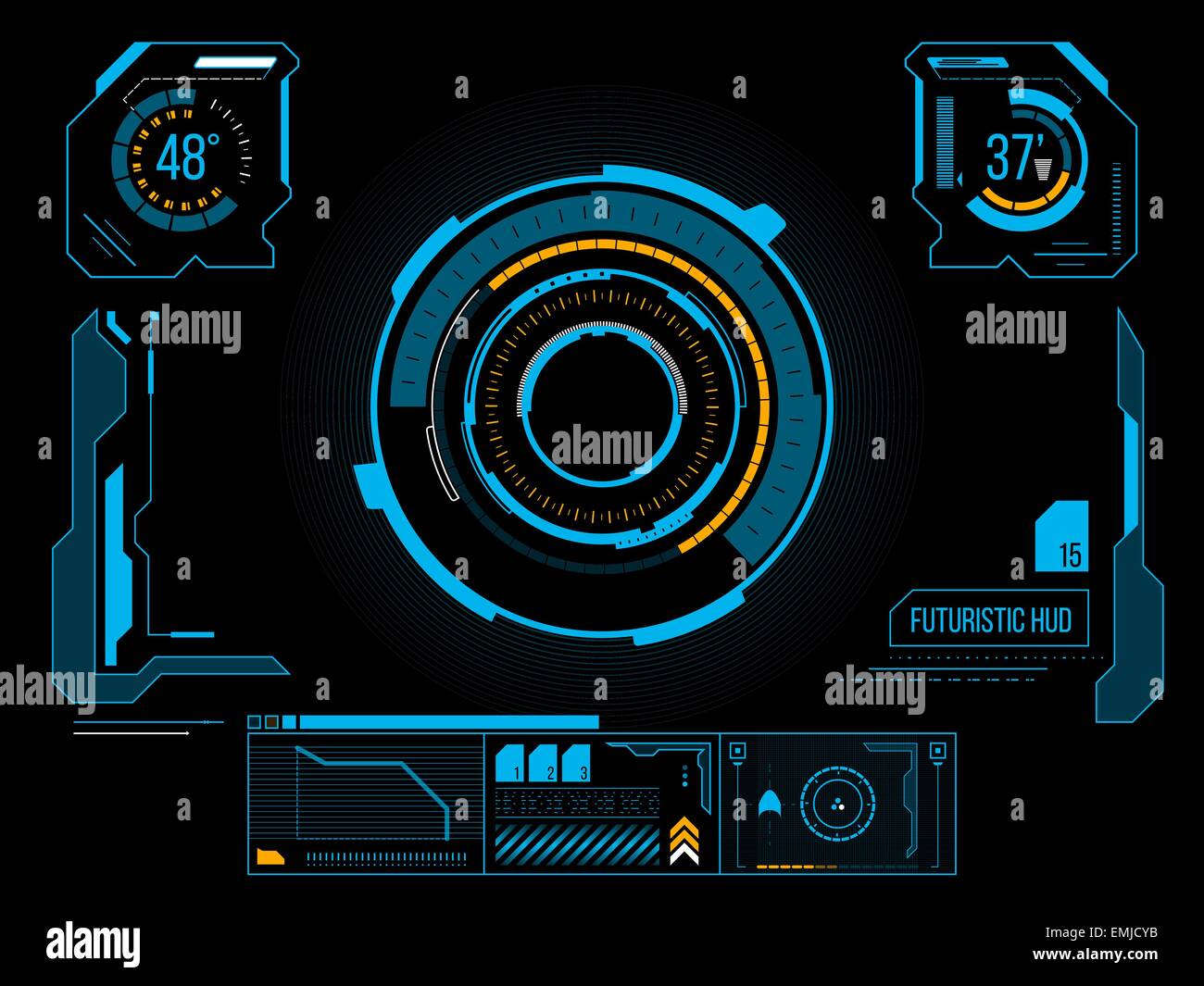 Futuristic blue virtual graphic touch user interface HUD Stock Vector ...