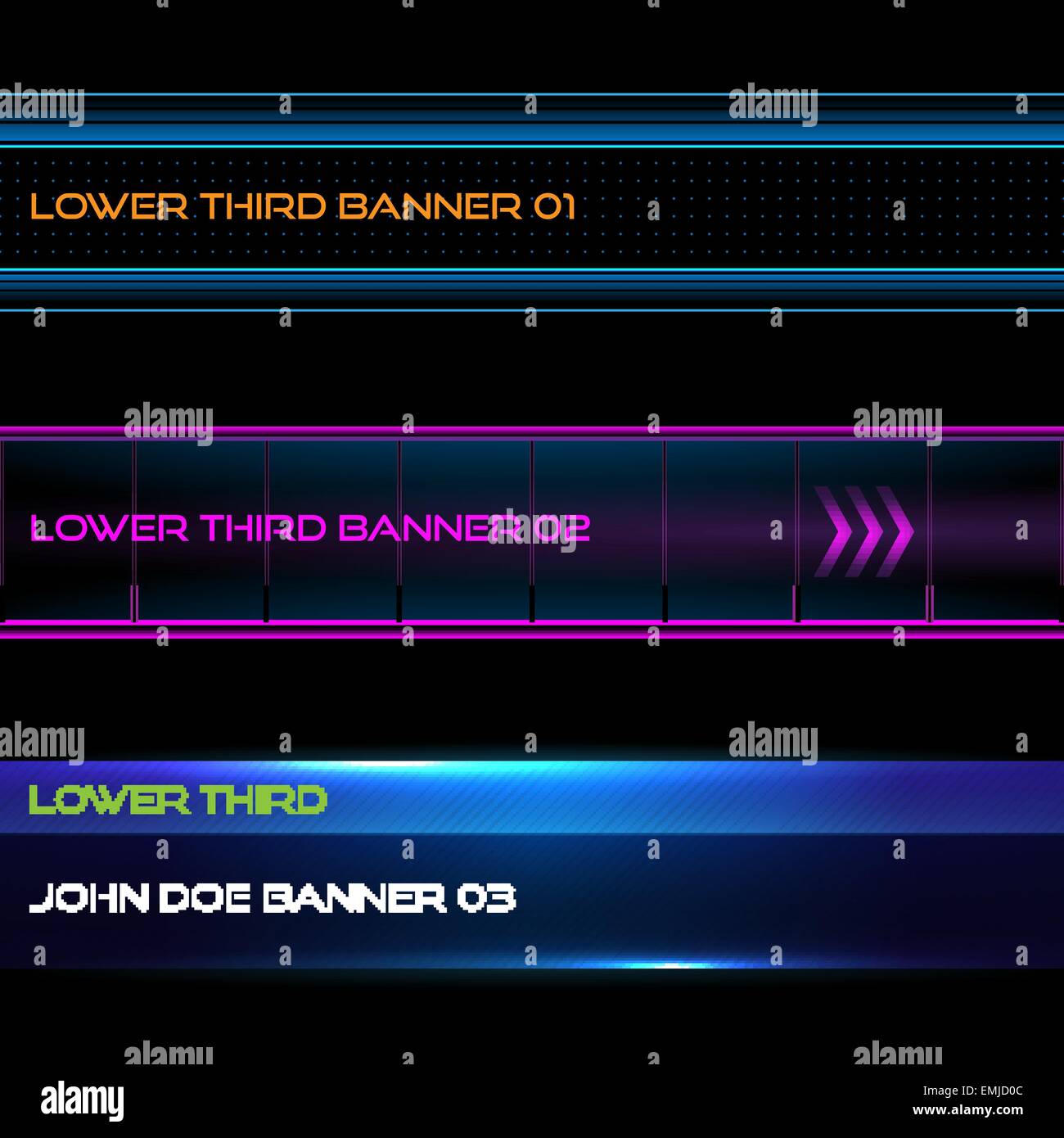 Set of vector lower third modern contemporary tv bottom banners Stock ...